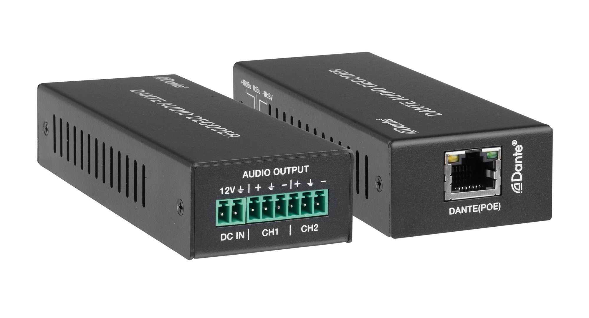 Dante enabled 2-Channel Analog Audio Decoder with POE – KanexPro Store
